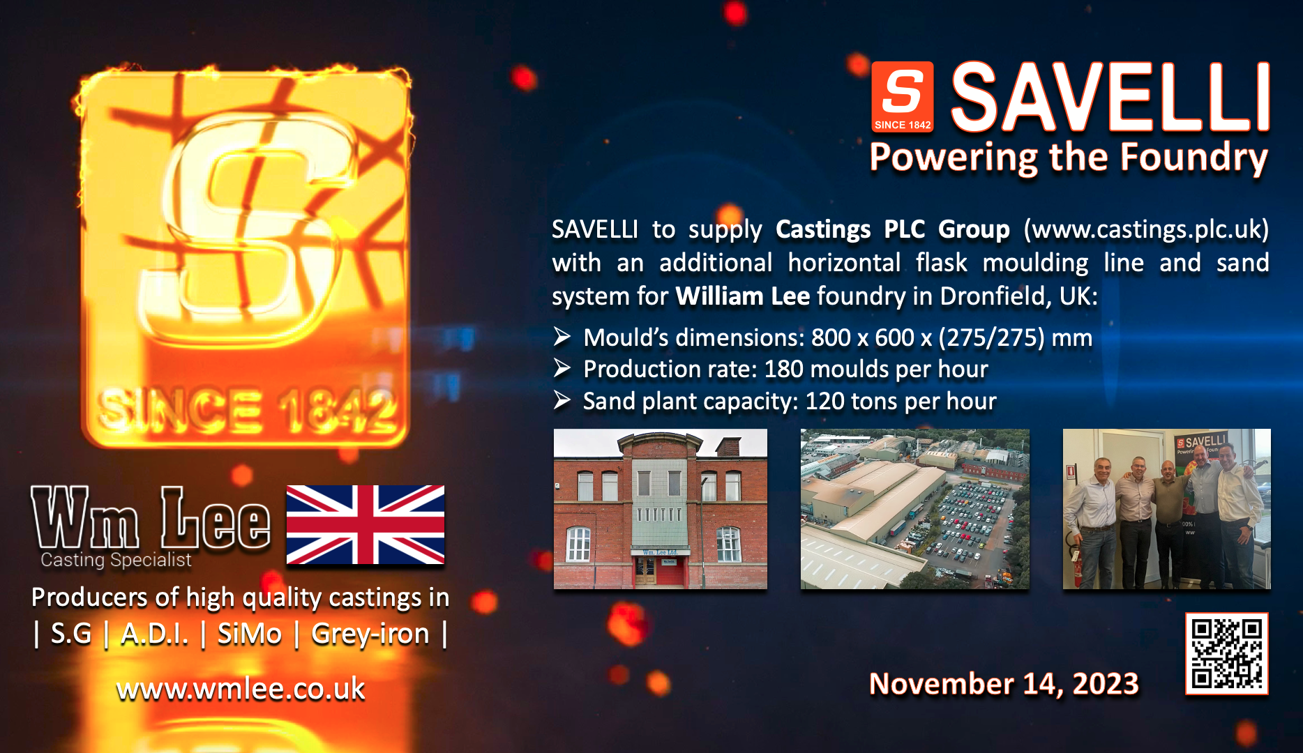 SAVELLI to supply Castings PLC - William Lee foundry in UK - Savelli ...