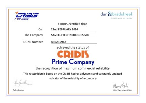 Savelli Technologies S.r.l. achieved the status of CRIBIS PRIME COMPANY ...